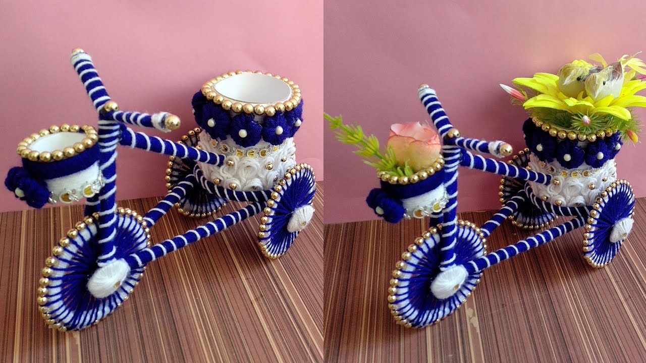 Diy Bicycle With Woolen and Bangles | Woolen Art and Craft | Best Out ...