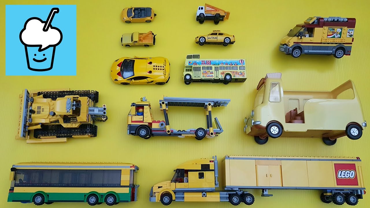 Yellow vehicles collections with lego tomica double decker bus tow ...