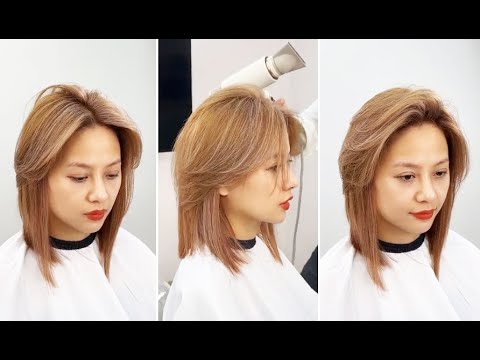 Creative Medium Bob Haircut with Disconnected Layers & Curtain Bangs ...