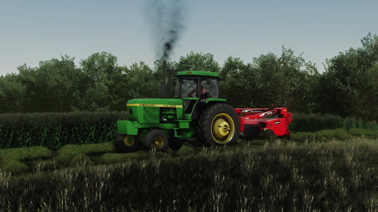 Cutting Hay on Mossy Glenn IA Fs22 - YouTube