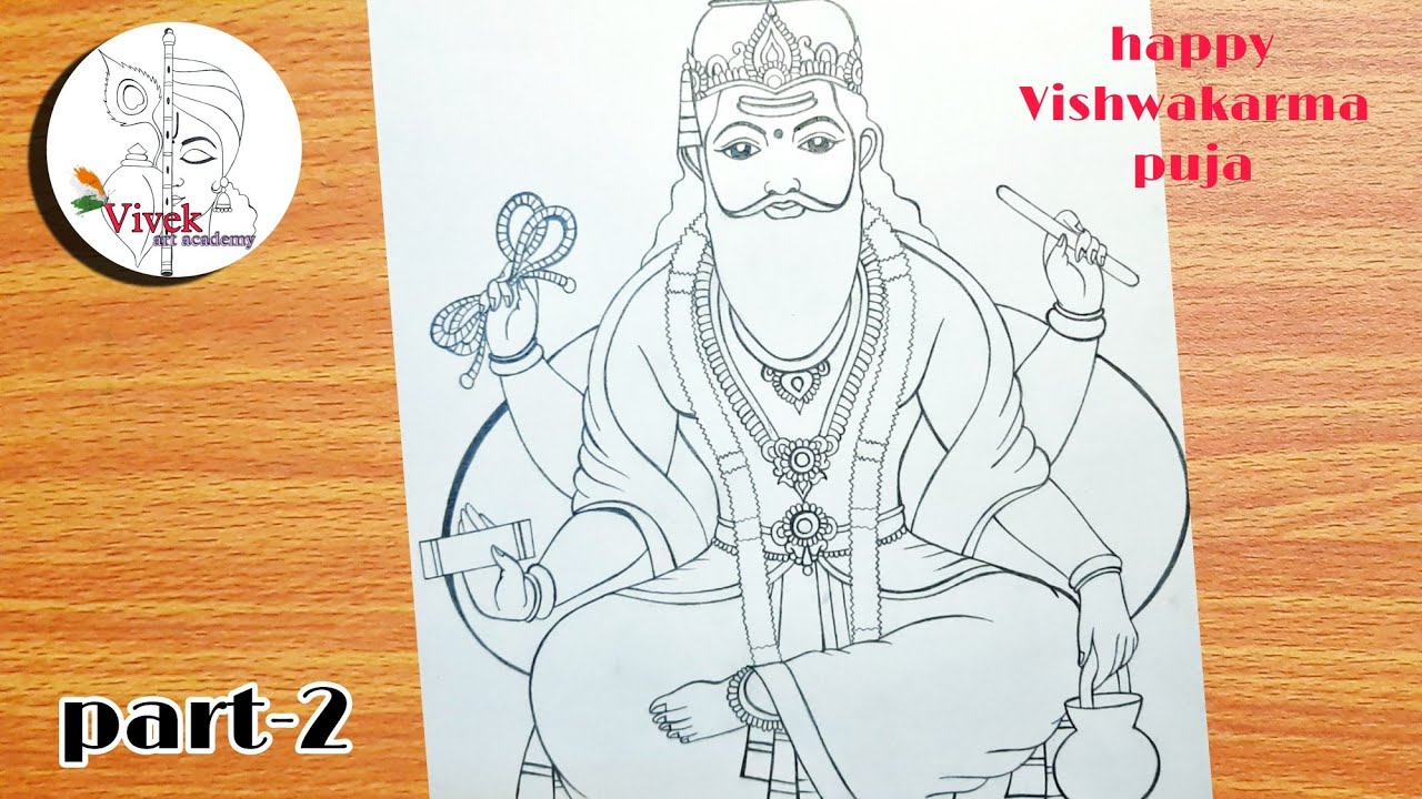 Shree Vishwakarma Drawing Part 2 Easy Drawing Of Lord Vishwakarma Step By Step Youtube