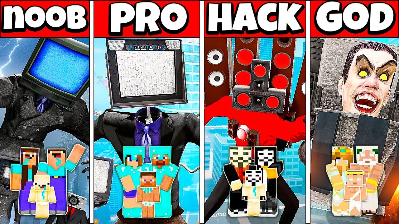 SKIBIDI TOILET CAMERAMAN BUILD CHALLENGE - NOOB vs PRO vs HACKER vs GOD ...