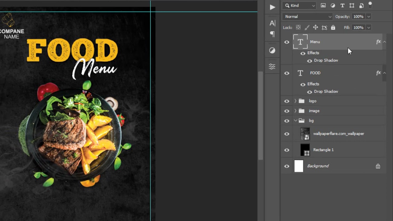 Restaurant Menu Design In Adobe Photoshop CC - YouTube