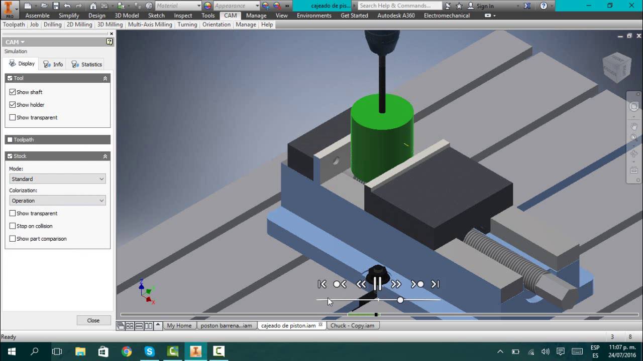 Manufactura de piston en CAM en Inventor 2016 - YouTube