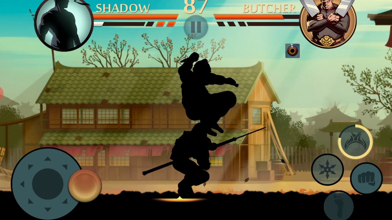 Defeating butcher tough match in shadow fight 2 - YouTube