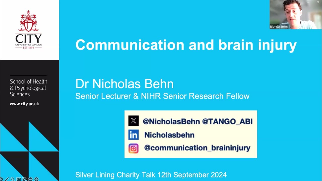 Talk by Dr Nicholas Behn to The Silverlining Brain Injury Charity - YouTube