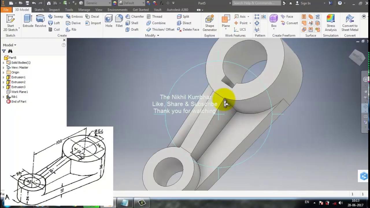 Part 12 - Autodesk Inventor 2017 Tutorial - Creating Isometric Drawing - YouTube