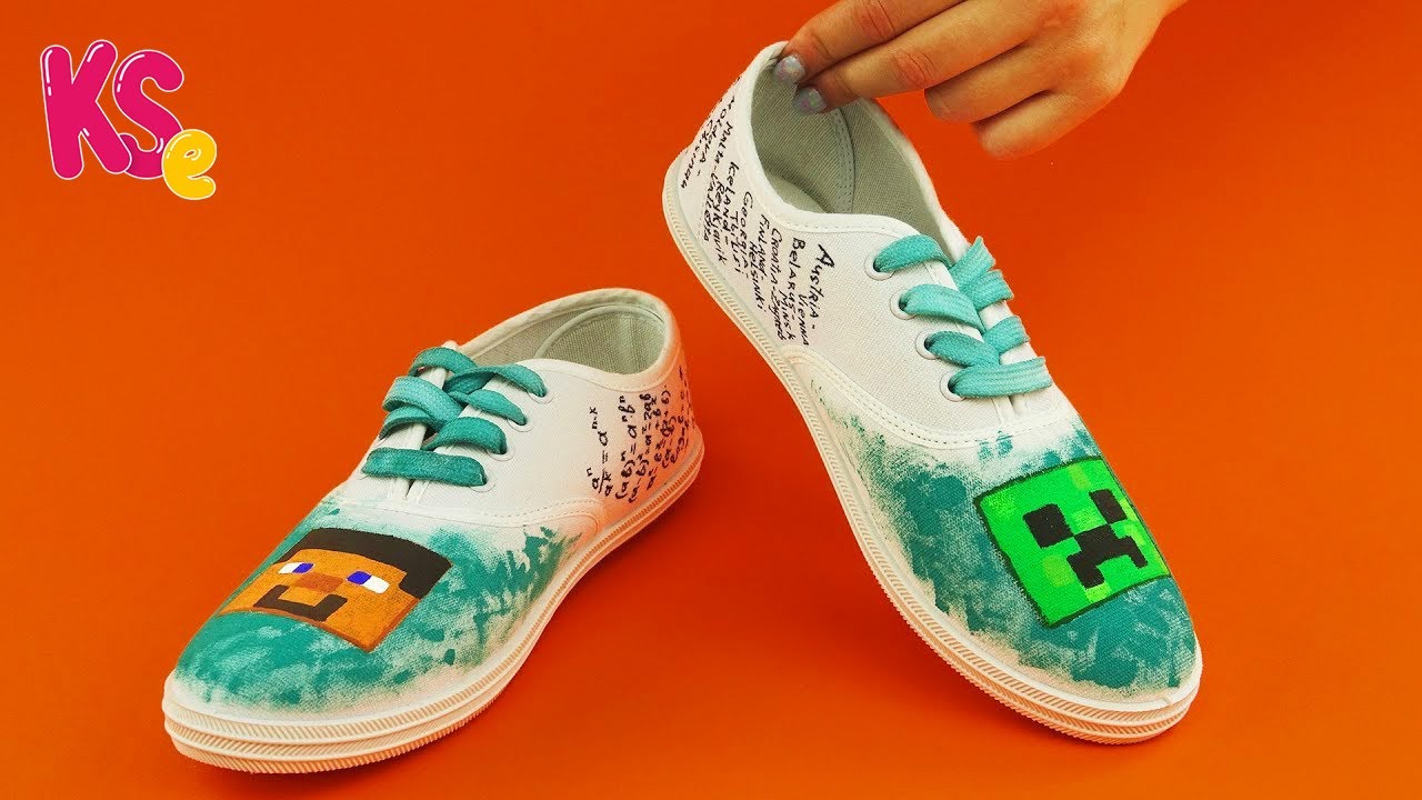 Zapatos de Minecraft DIY con hoja de trucos para la escuela - YouTube