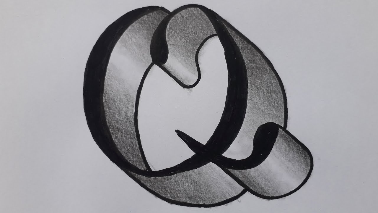 3d Drawing Letter Q On Paper For Beginners / How To Write Easy Art With ...