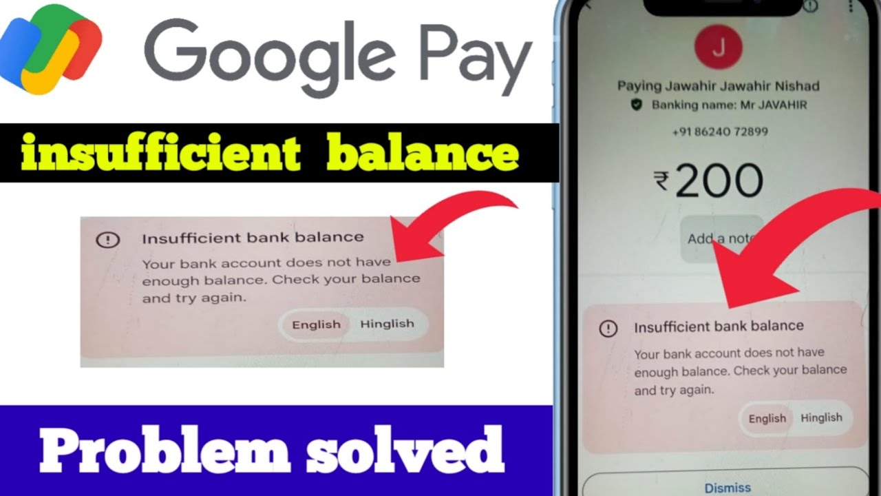 Google pay payment transfer insufficient bank balance|your bank account ...