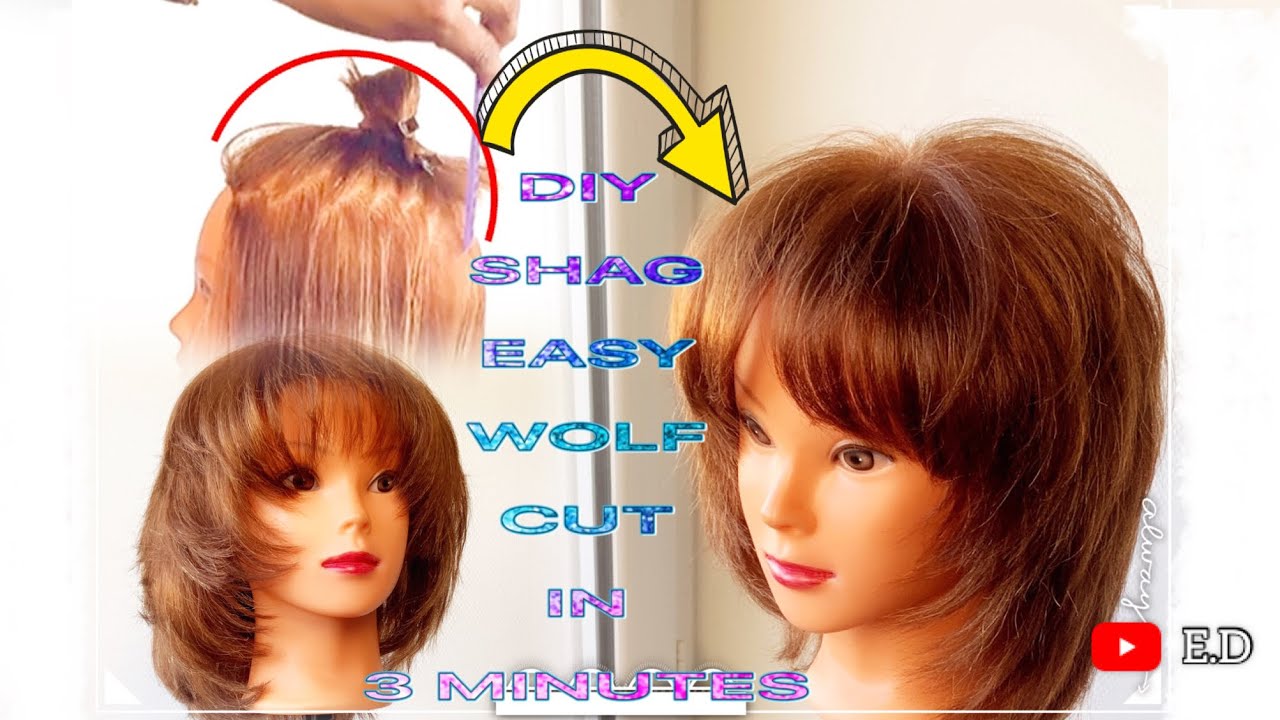 How to cut wolf in 3 Minutes DIY Shag Cut / Coupe Loup à réaliser soi ...