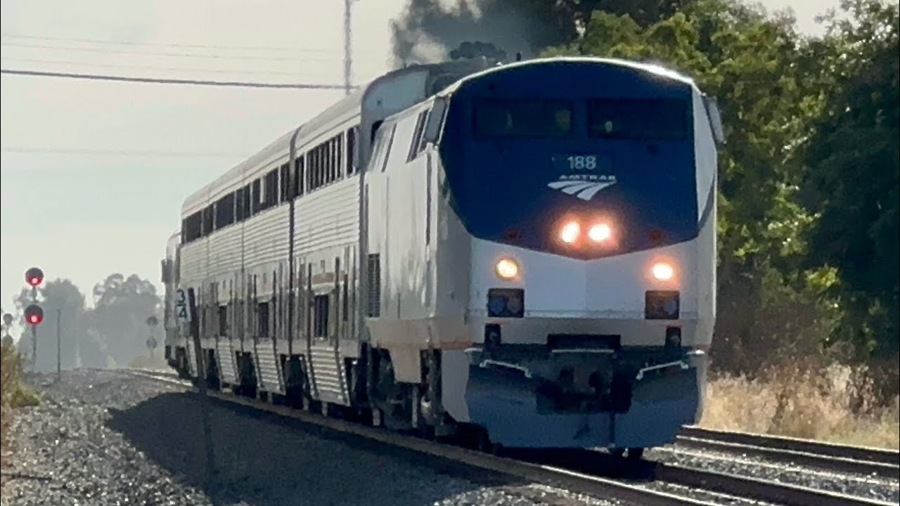 Capital Corridor 534 with Amtrak P42 188 leading and UP 5340 leading ...