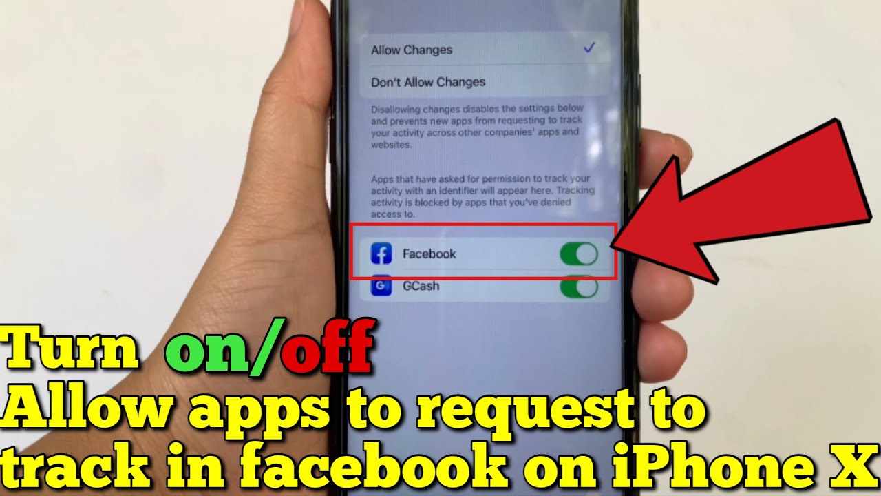 How to turn on and off allow apps to request to track in Facebook on ...