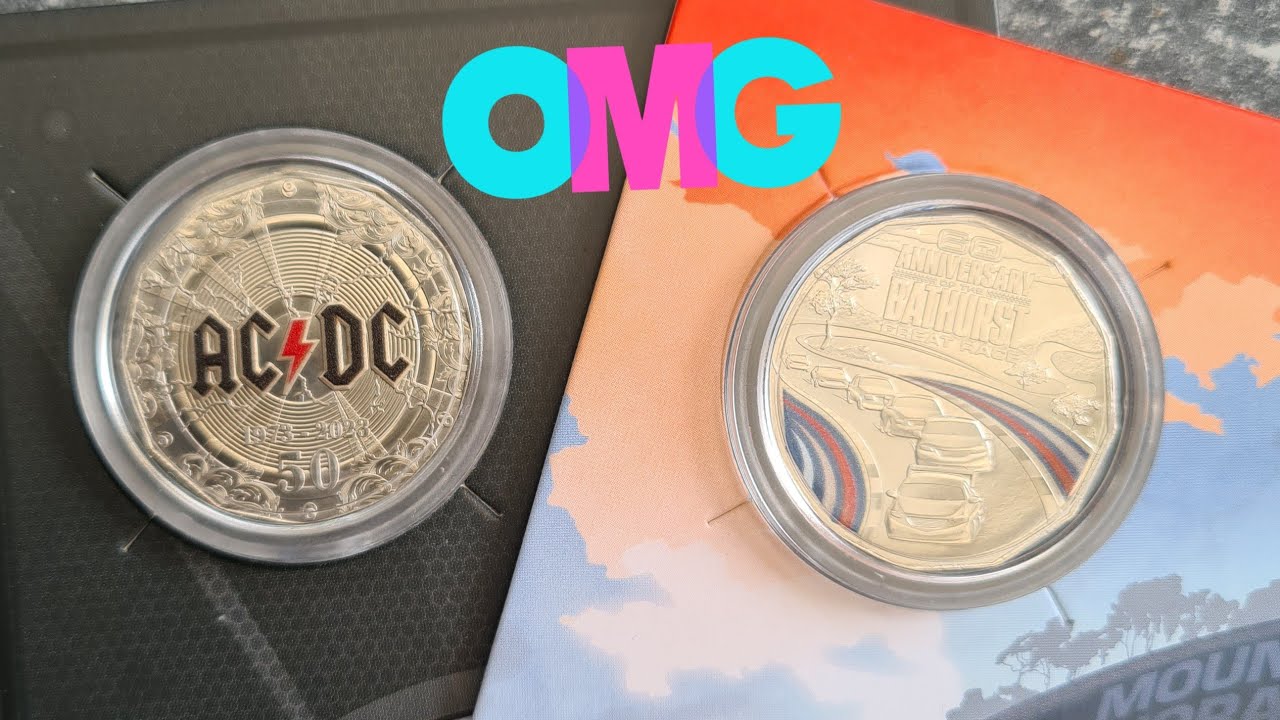 60th Anniversary of the Bathurst 1000 Coin And Australia 2023 AC/DC 50c ...