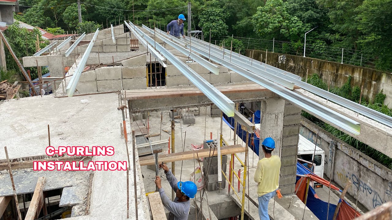 C-PURLINS AND CHB INSTALLATION VIDEO#34 Muntinlupa project - YouTube