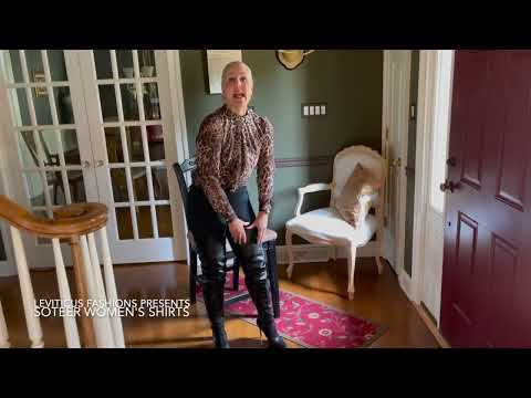 FALL WINTER FASHION SOTEER LEOPARD PRINT SHIRT LEGGINGS BLACK LEATHER STILETTO THIGH BOOTS STYLE