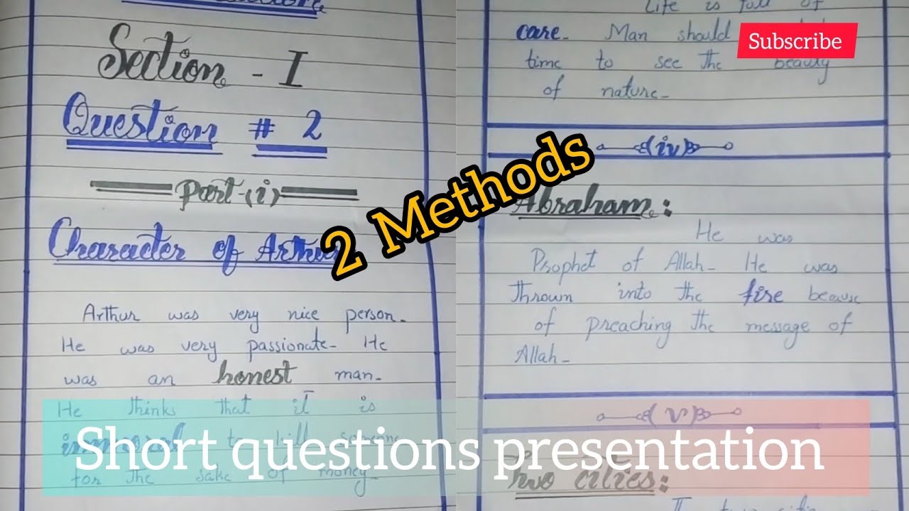 English short questions presentation class 9,10,11,12 / 2 Different ...