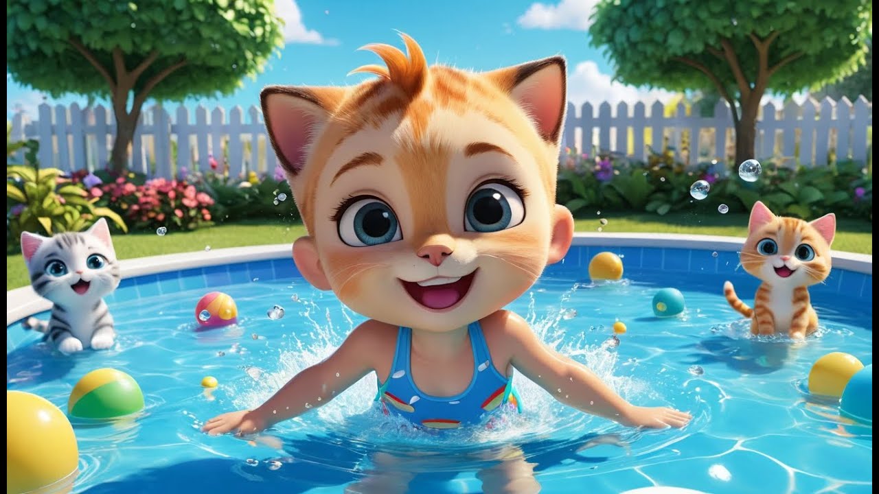 Six Little Kittens Jumping in the Pool | Fun Kitten Song for Kids ...