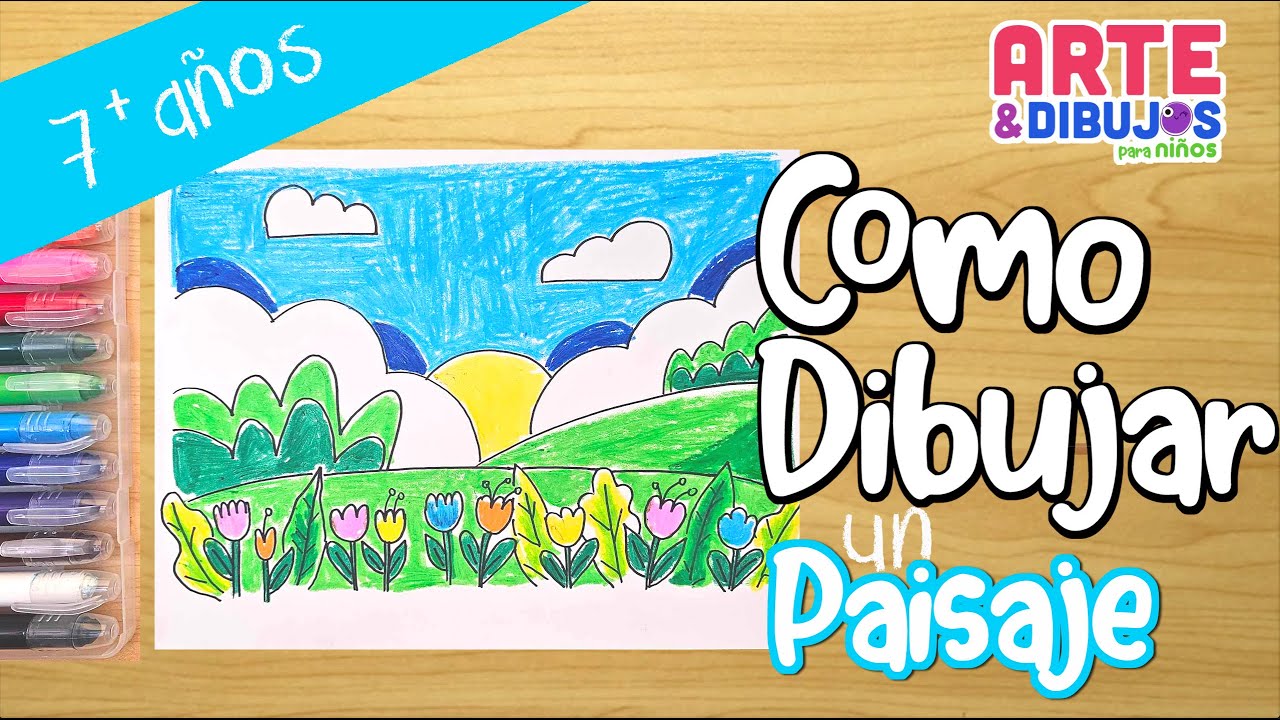 Como dibujar UN PAISAJE DE PRIMAVERA | Arte y Dibujos para Niños - YouTube