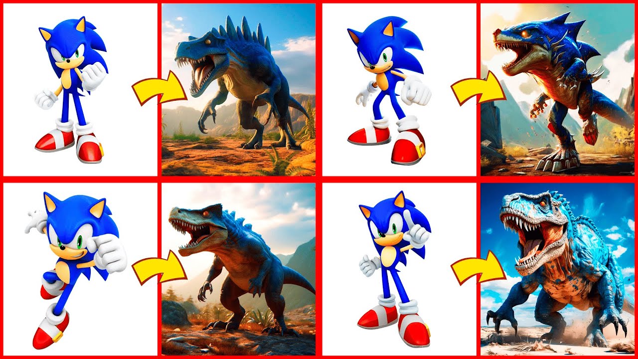 SONIC THE HEDGEHOG ALL CHARACTERS AS DINOSAURS - COMPILATION - YouTube