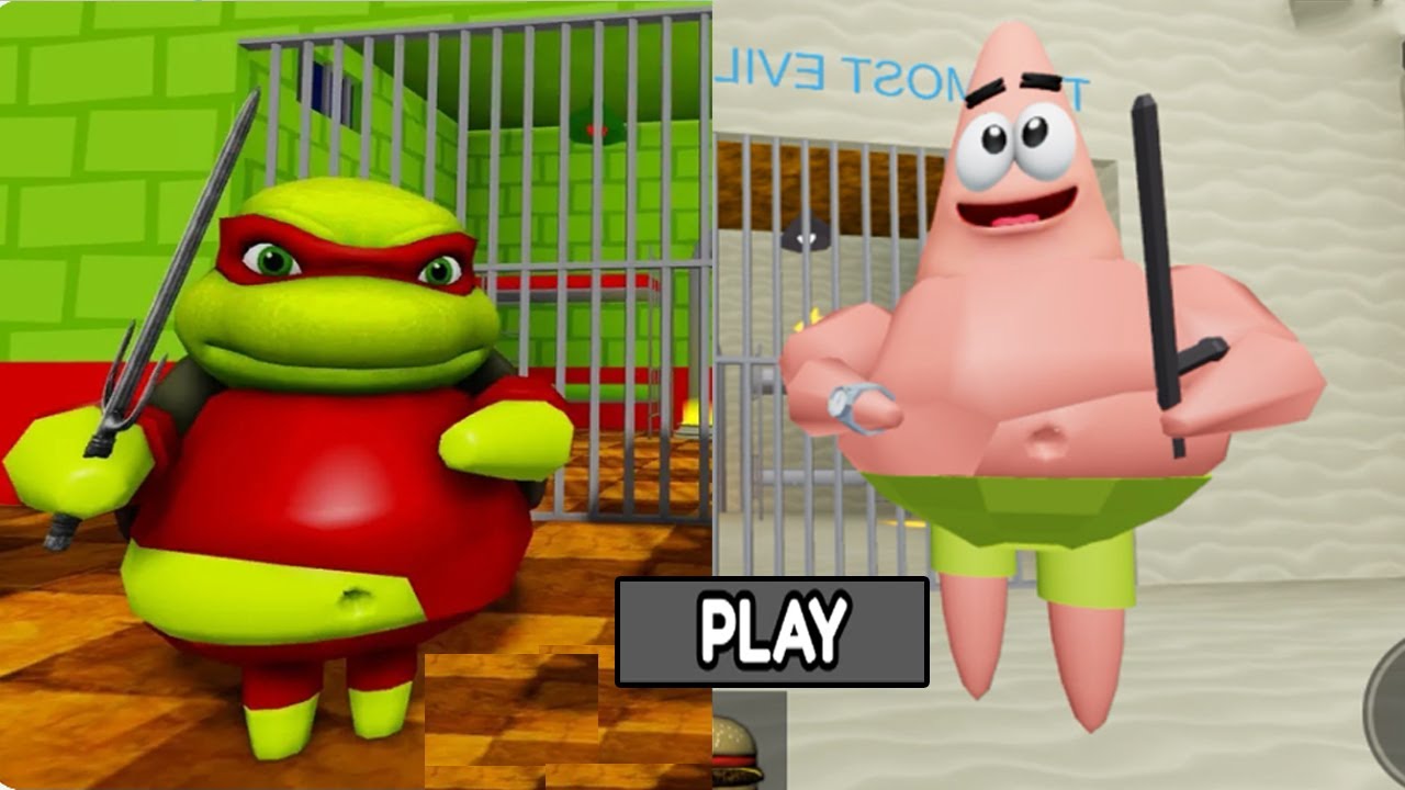 ESCAPE PINK STAR VS NINJA TURTLE'S BARRY'S PRISON RUN! (NEW SCARY OBBY ...