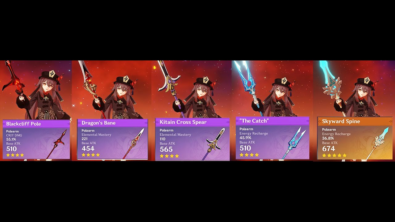Hu Tao Weapons Comparison - YouTube