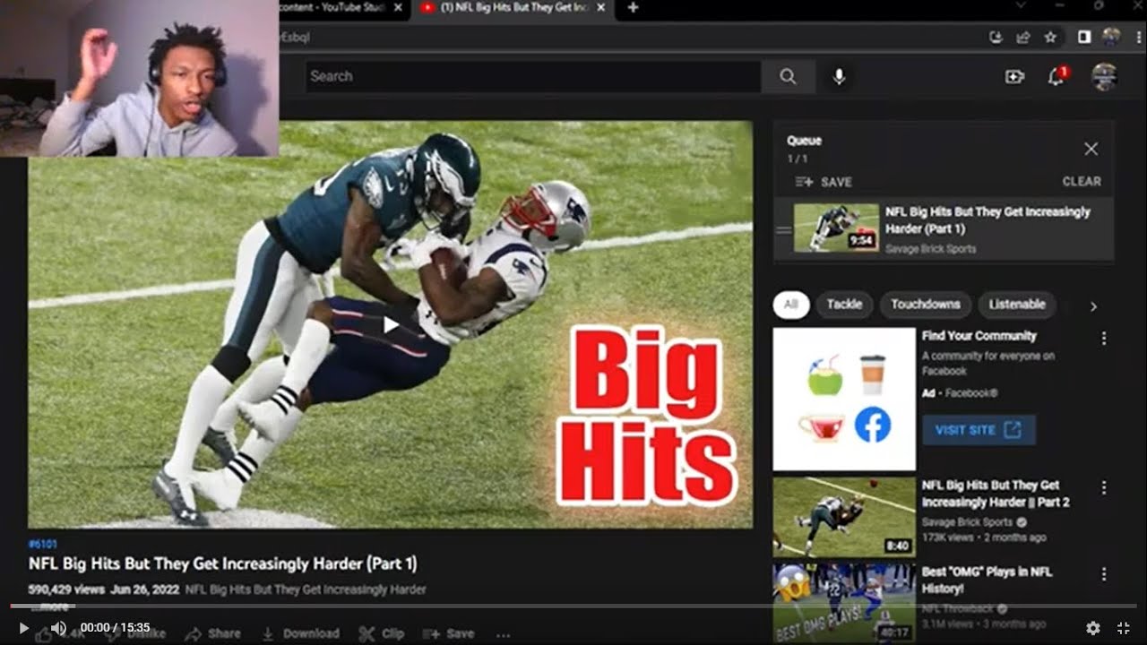 NFL Big Hits But They Get Increasingly Harder (Part 1) (REACTION ...