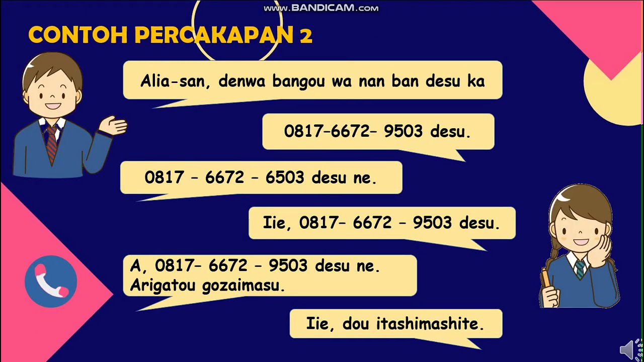 Pelajaran Bahasa Jepang - DENWA BANGOU (Nomor Telepon) - YouTube