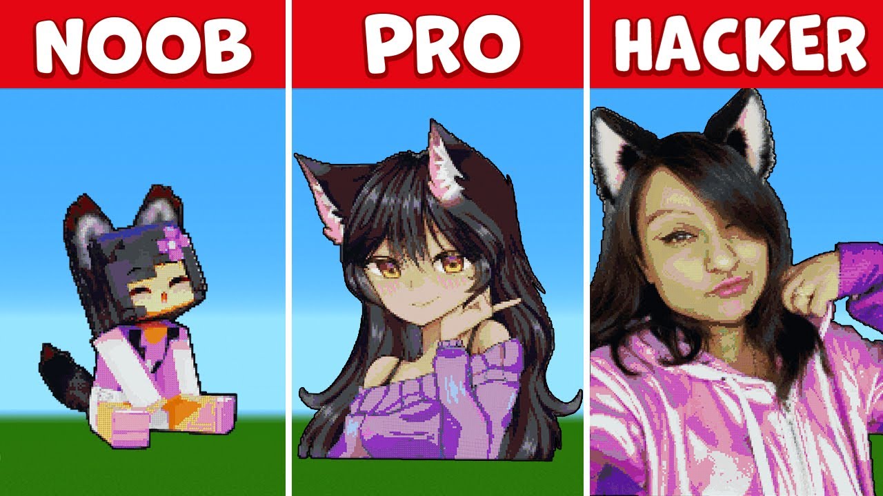 NOOB vs PRO vs HACKER ~ Minecraft Pixel art 🌙 Aphmau Wolf - YouTube