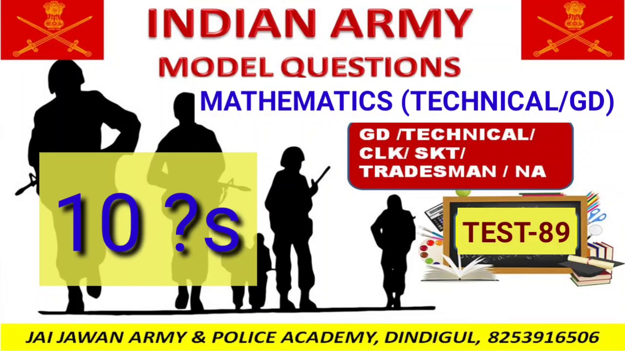 #Army mathematics question 2020#GD technical maths question#test 89 ...