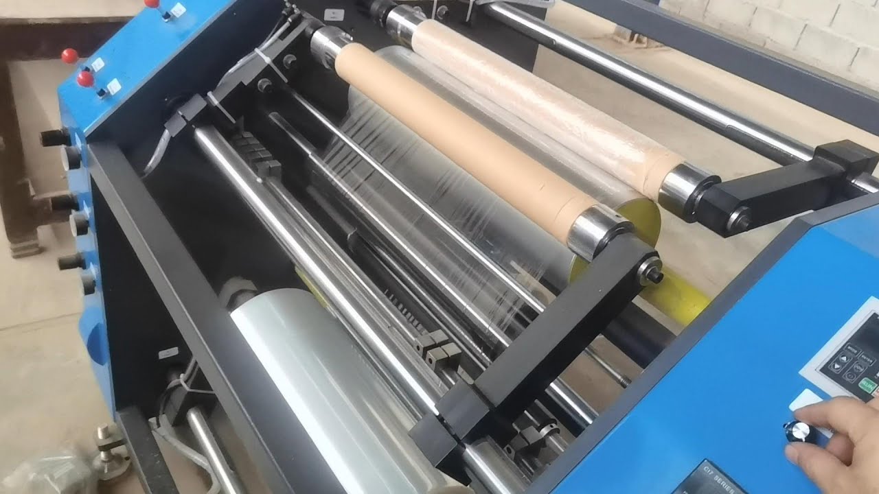 Semi Automatic Stretch film Rewinder Machine, PE Jumbo roll slitting ...