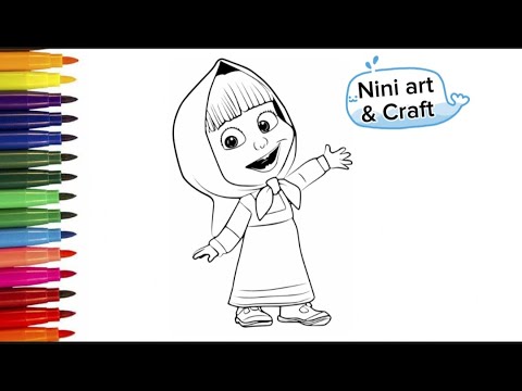 Draw and color Masha, Drawing Painting and coloring for kids - YouTube
