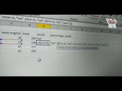 Excel marksheet main result kaise nikale pass or fail with formula - ©JDSforall / ©JDSinfo - YouTube