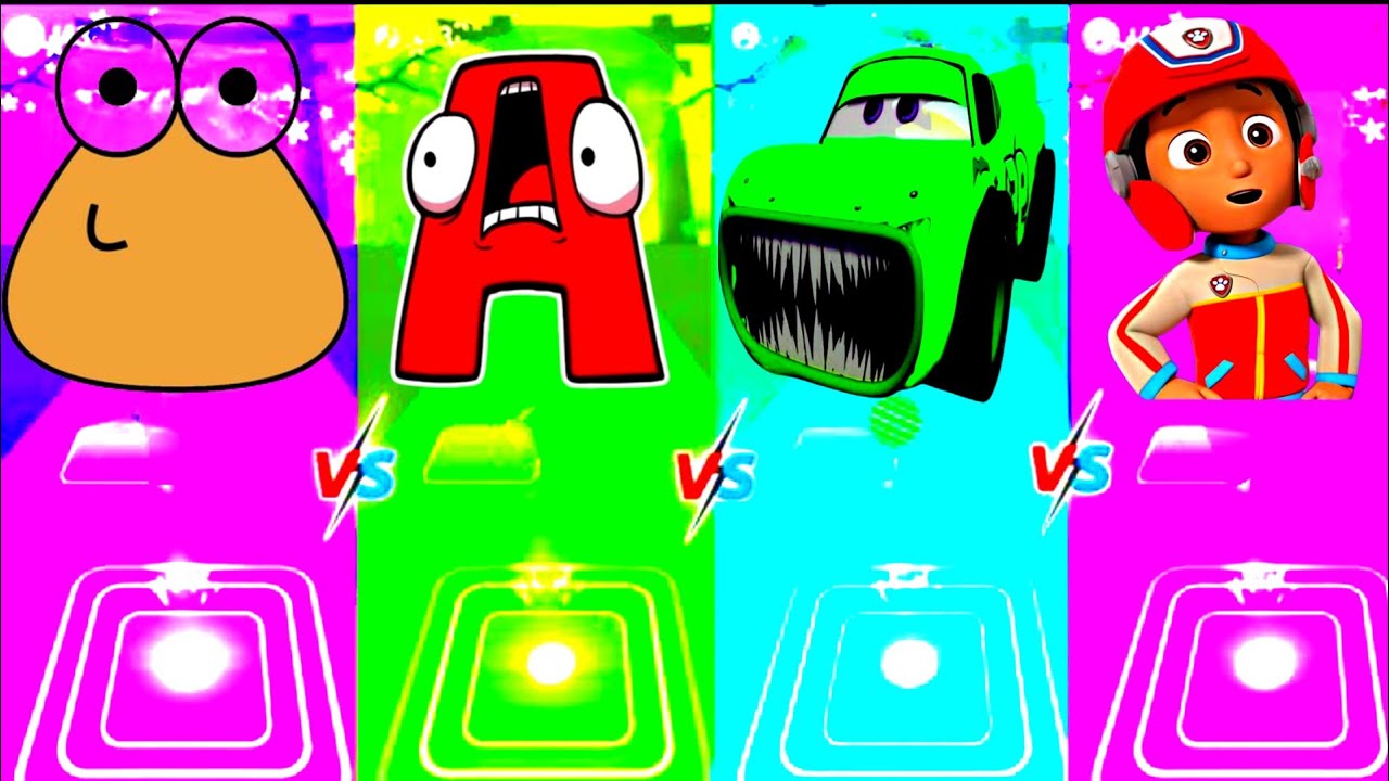 tiles hop pou 🆚 Alphabet Lore ( A ) 🆚 McQueen Green car 🆚 paw patrol ...