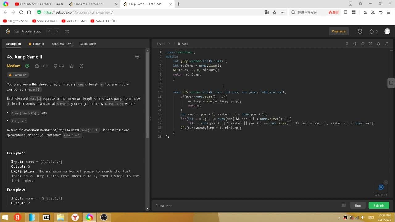 C Leetcode 45 Jump Game Ii Youtube
