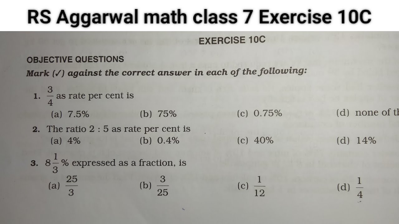 RS Aggarwal math class 7 Exercise 10C ।। Class 7 Exercise 10C RS ...