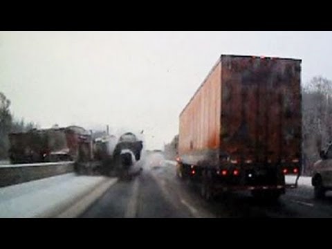 Semi Truck Flips Over On Interstate! - YouTube