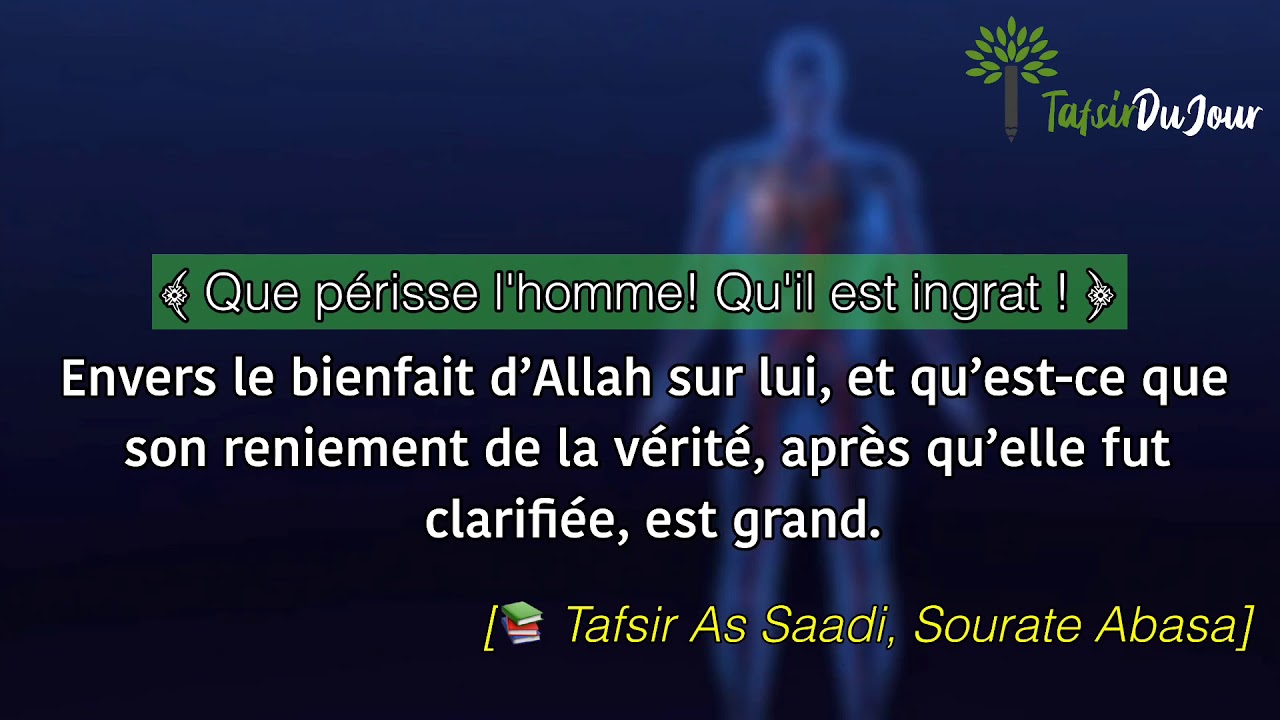 Que périsse l’homme. Qu’il est ingrat ! ﴿ | 📚🎙 Tafsir As Saadi رحمه ...