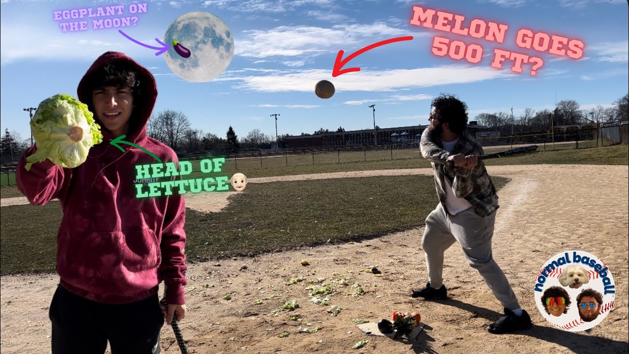 HITTING AN APPLE 500 FEET?!? HITTING FRUITS WITH A BASEBALL BAT! - YouTube