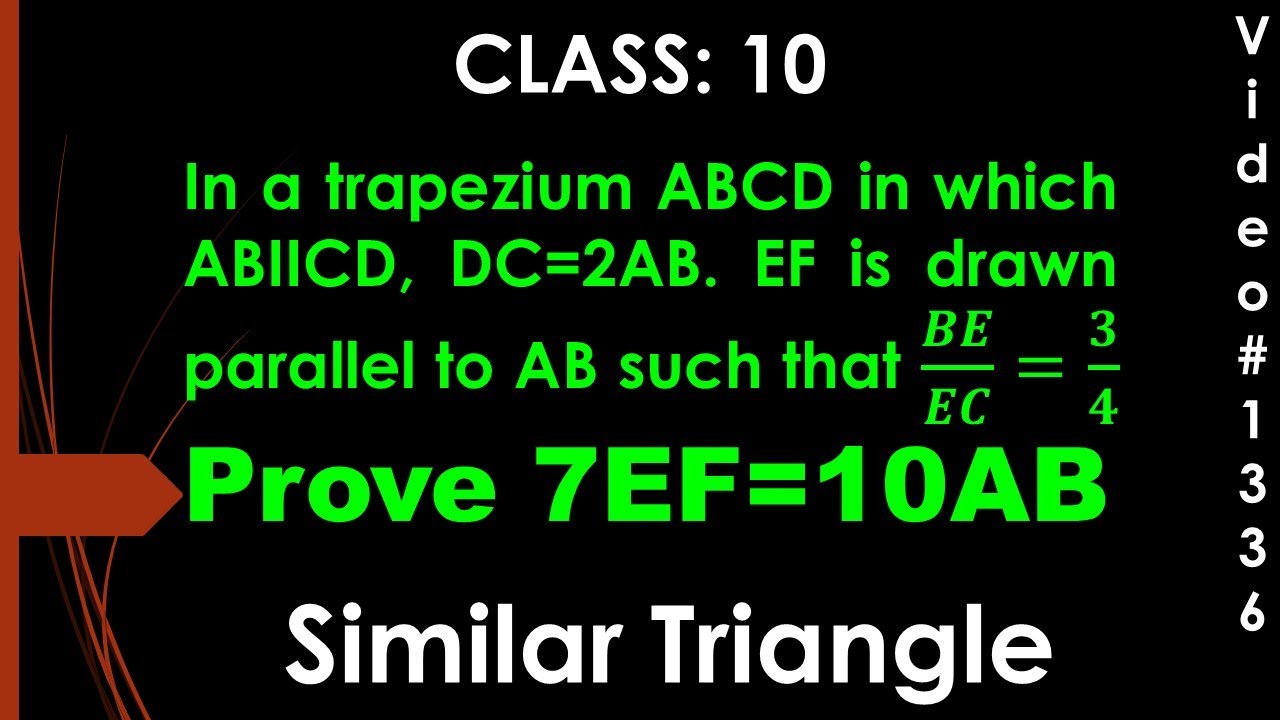 In trapezium ABCD in which ABIICD, DC=2AB. EF is parallel to AB 𝑩𝑬/𝑬𝑪=𝟑 ...