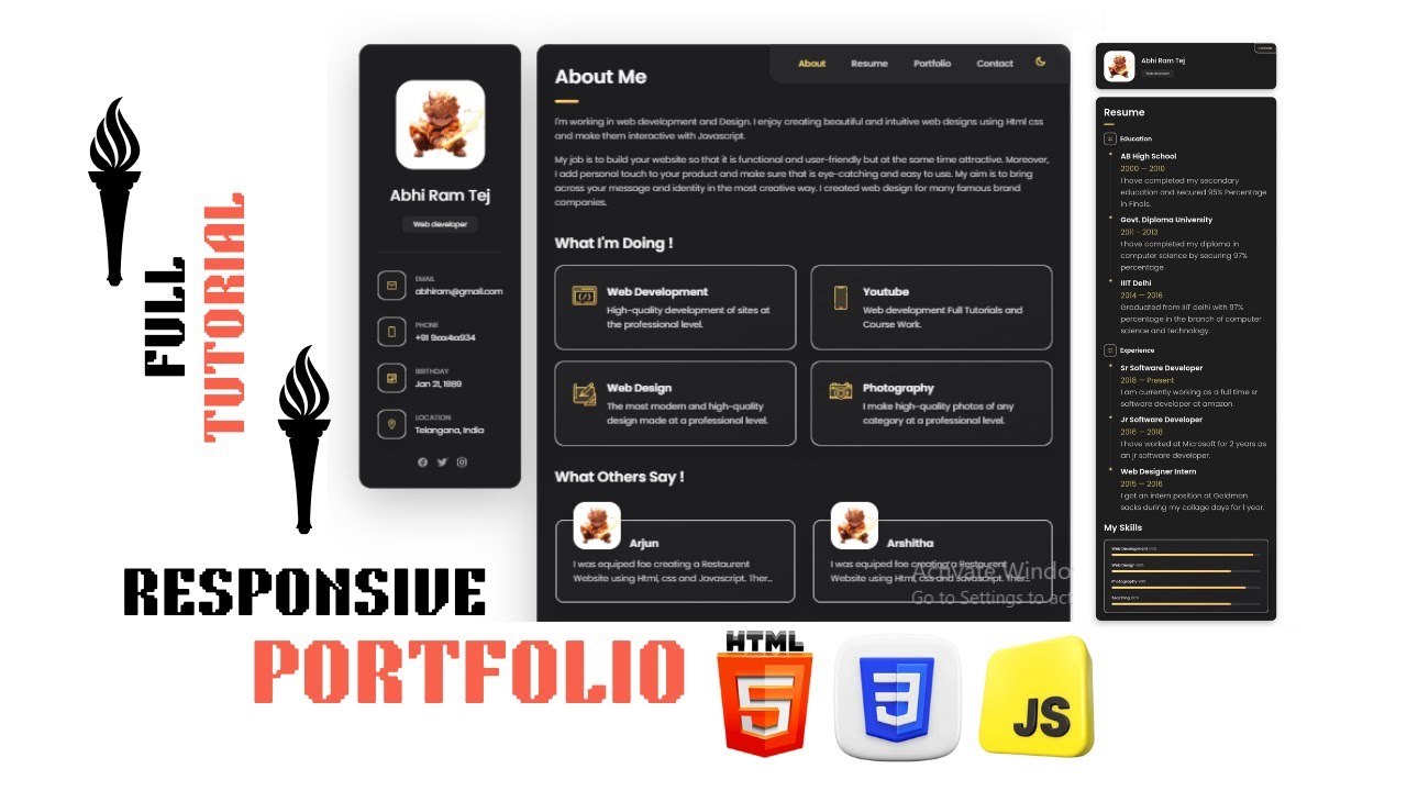 How to Create a Responsive Portfolio Website Using html css Js Full ...