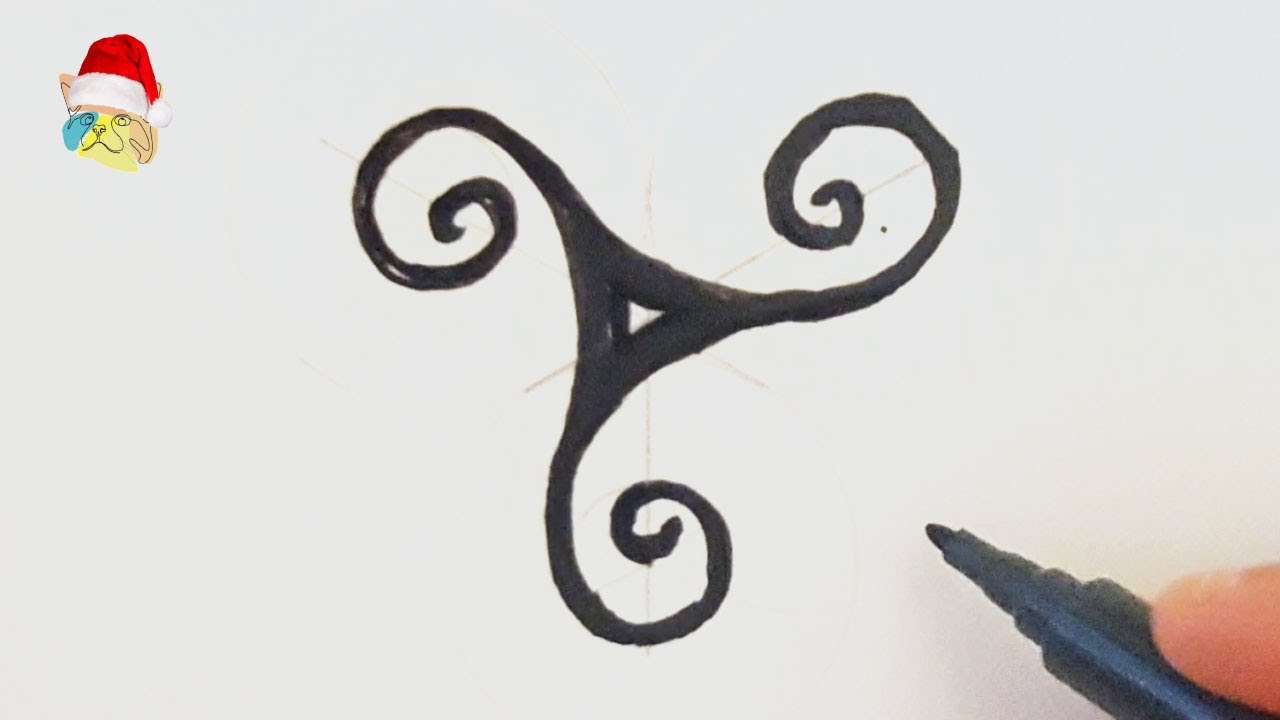 comment dessiner un triskel, faire un triskell en dessin - YouTube