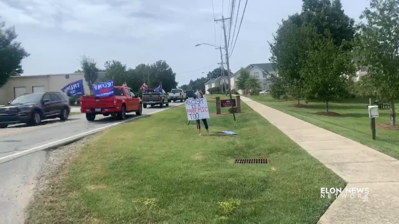 Pro-Trump parade drives through campus of Elon University - YouTube