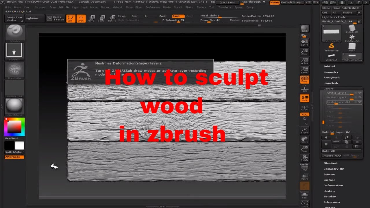 zbrush sculpting tutorial for beginners| how to sculpt wood in zbrush ...