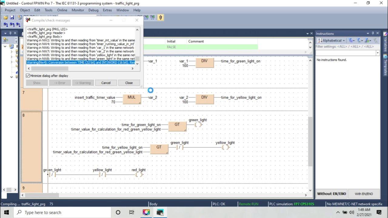 Panasonic PLC Programming "FPWIN Pro" | Simple plc programming for traffic signal | Simulation ...