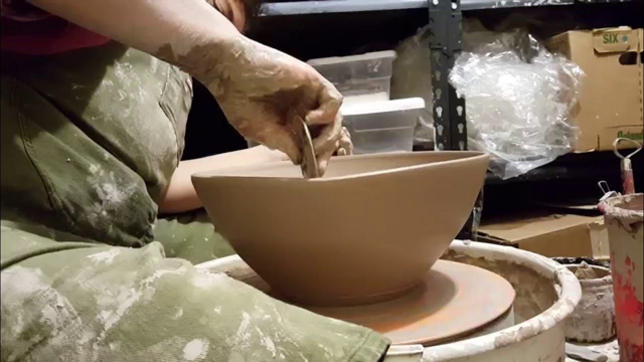 Throwing a large bowl on the pottery wheel - YouTube