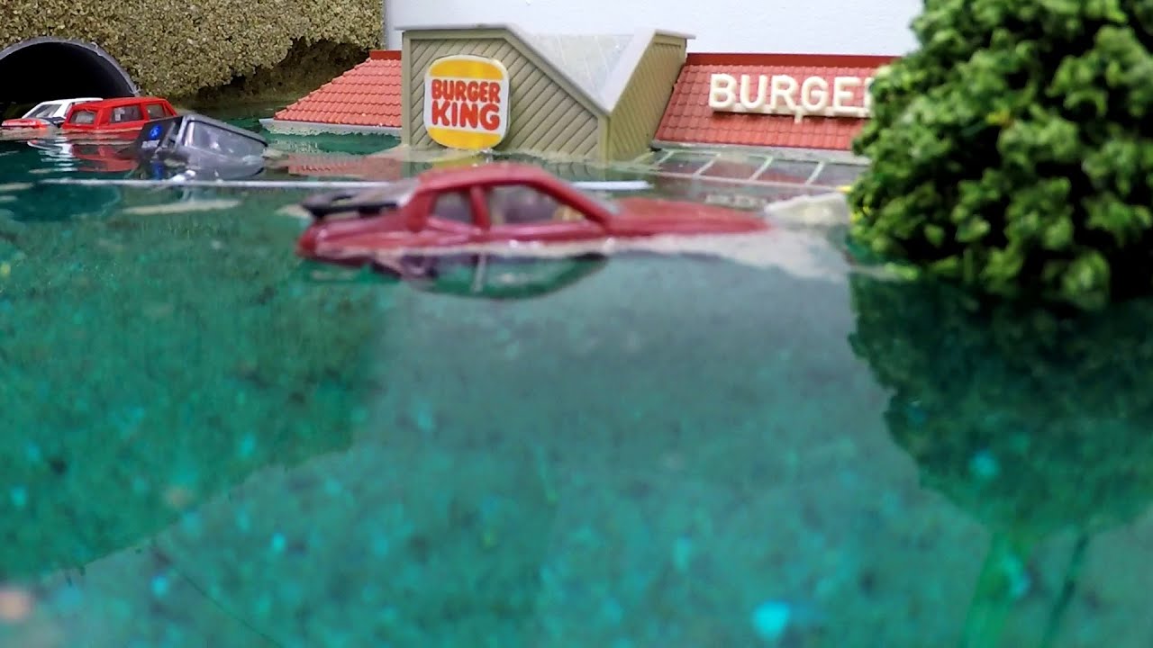 Mini Model | Fast Food Restaurant Flood Disaster - YouTube