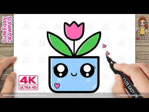 How to Draw a Cute Tulip Flower Pot | Easy Kawaii Drawing Step by Step for Kids!