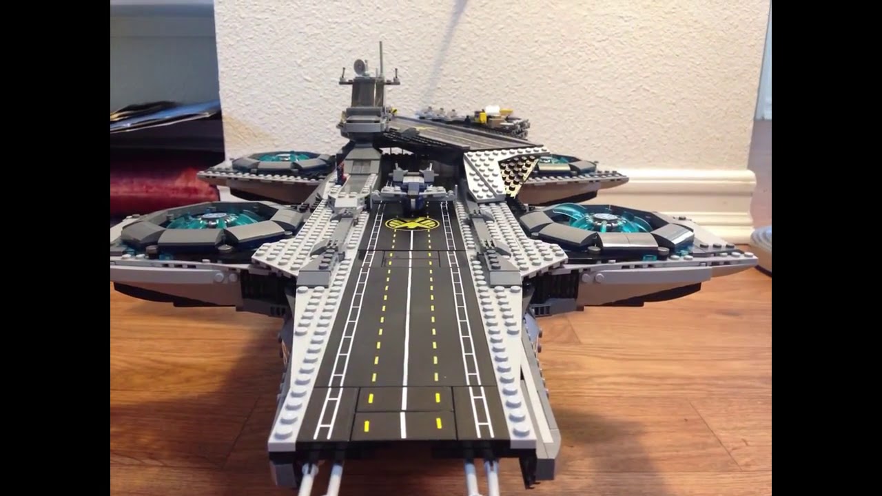 LEGO SHIELD Helicarrier Quinjet Take Off 76042 Stop Motion Video - YouTube