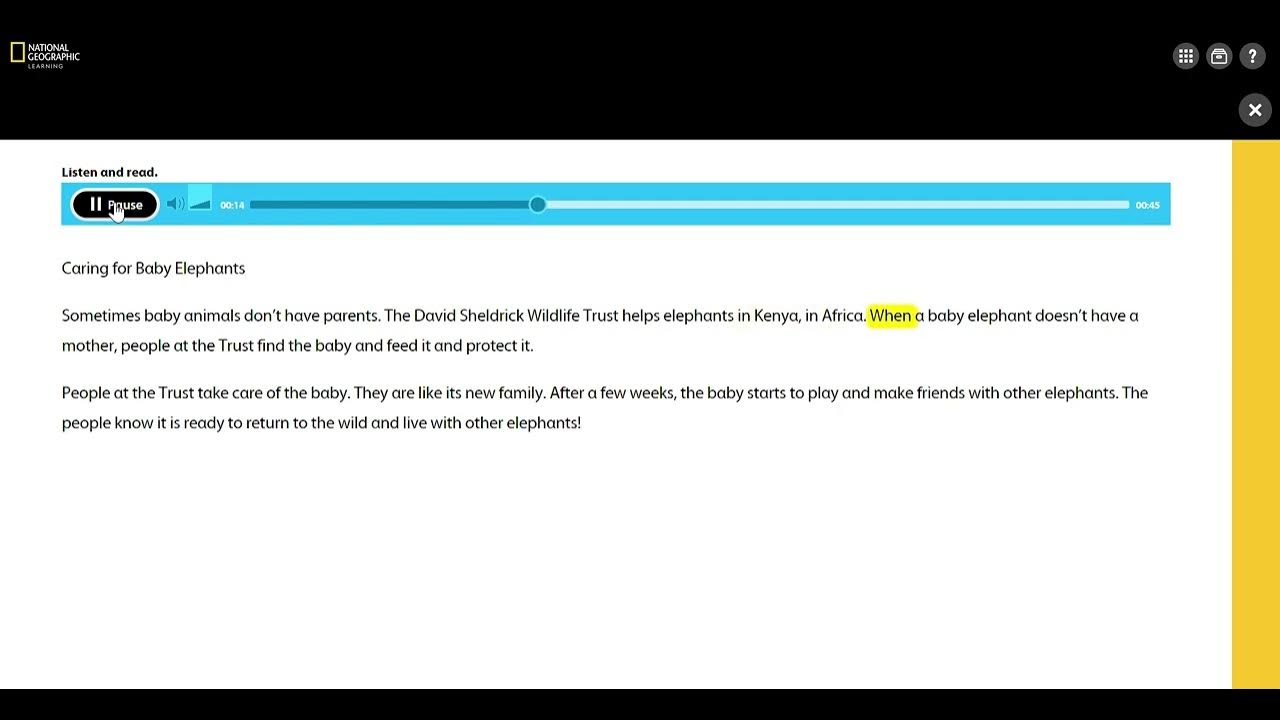 [EOW 3] Unit 3: Reading - Caring For Baby Elephants - YouTube